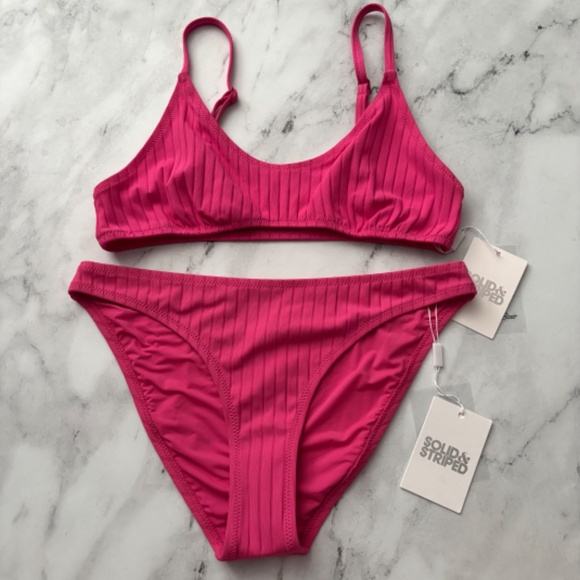 SOLID & STRIPED | Swim | Solid Striped Nwt Pink Ribbed Rachel Bralette ...